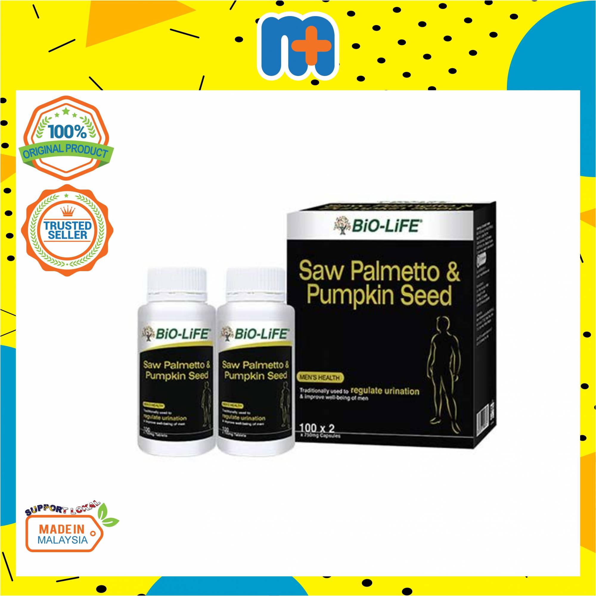 BIO-LIFE Saw Palmetto & Pumpkin Seed 100's x 2 (FOC 30's)