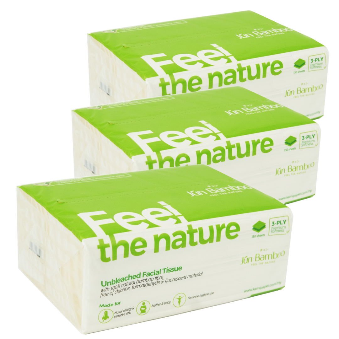 [MPLUS] Jun Bamboo Unbleached Facial Tissue Bundle (Single Pack * 3)