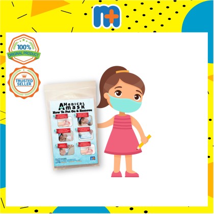 [MPLUS] Ready Stock Children'S Face Mask 3 Ply (Blue/Green) Pack 10S