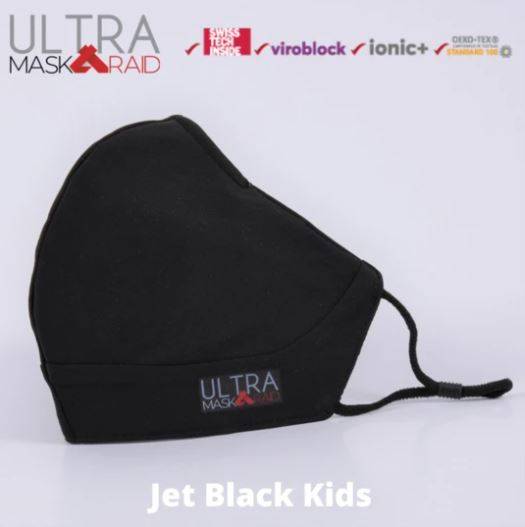 MASKARAID ULTRA PREMIUM 3 PLY REUSABLE FABRIC MASK JET BLACK [ADULTS]
