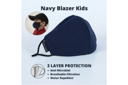 MASKARAID STRUCTURED 3 PLY REUSABLE FABRIC MASK NAVY BLAZER [KIDS]