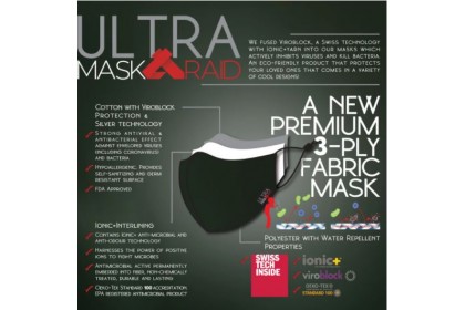 MASKARAID STRUCTURED 3 PLY REUSABLE FABRIC MASK NAVY BLAZER [ADULTS]