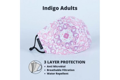 MASKARAID STRUCTURED 3 PLY REUSABLE FABRIC MASK INDIGO [ADULTS]