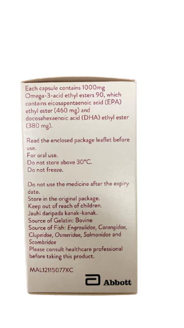 [MPLUS] ABBOTT Omacor Soft Capsules 1000mg 28s