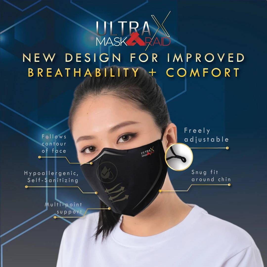 MASKARAID Adult Ultra X 4 Ply Reusable Fabric Mask Grey (Earloop)