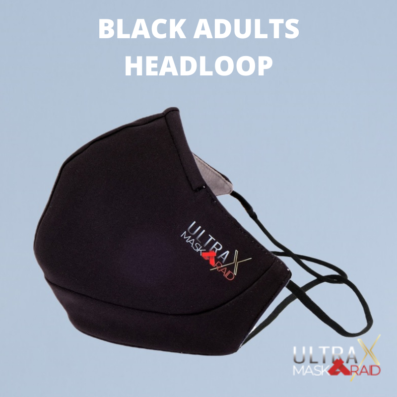 MASKARAID Adult Ultra X 4 Ply Reusable Fabric Mask Jet Black (Headloop)