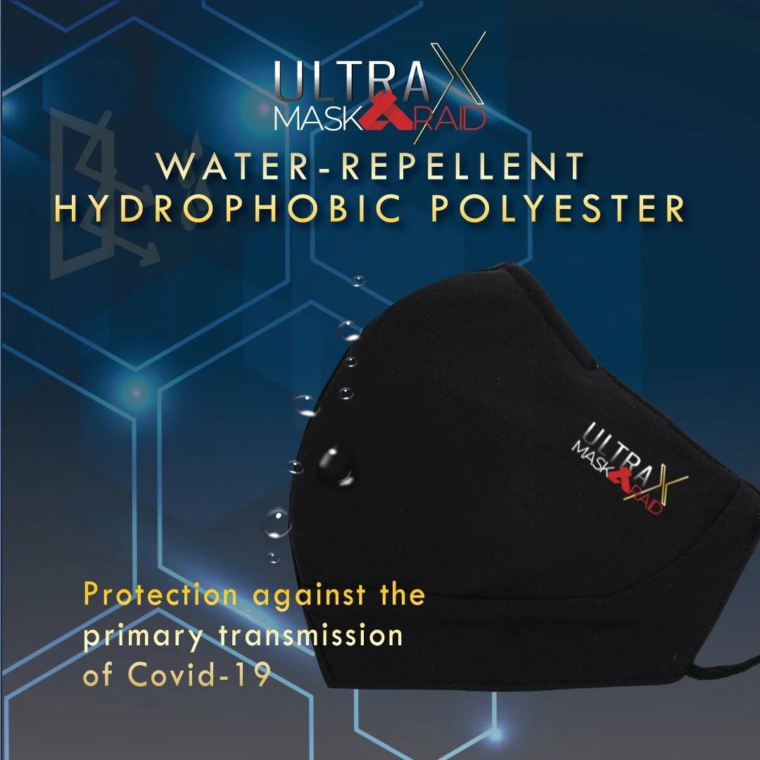 MASKARAID Adult Ultra X 4 Ply Reusable Fabric Mask Jet Black (Headloop)