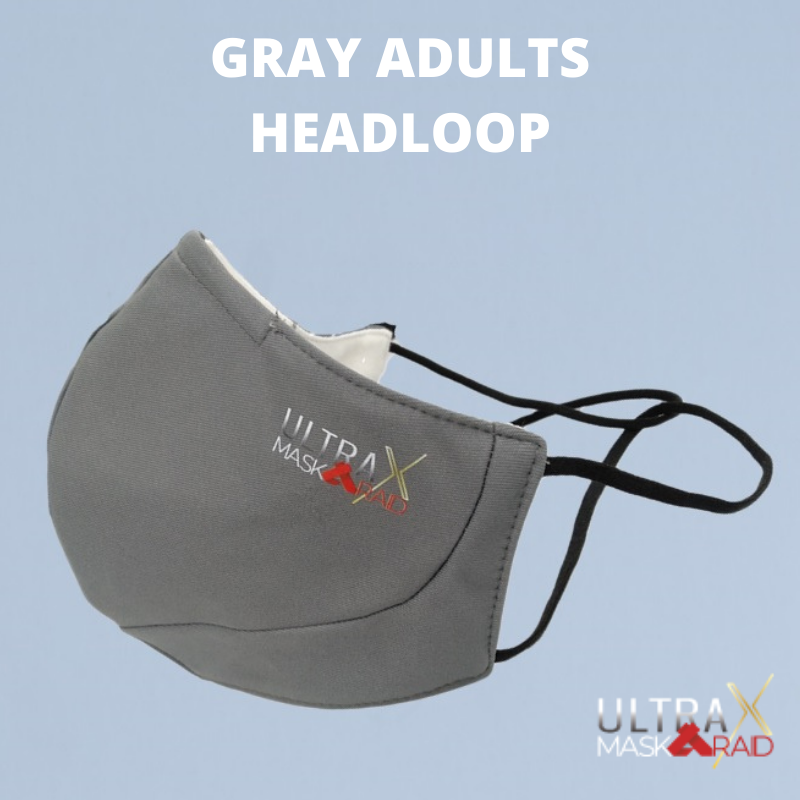 MASKARAID Adult Ultra X 4 Ply Reusable Fabric Mask Grey (Headloop)