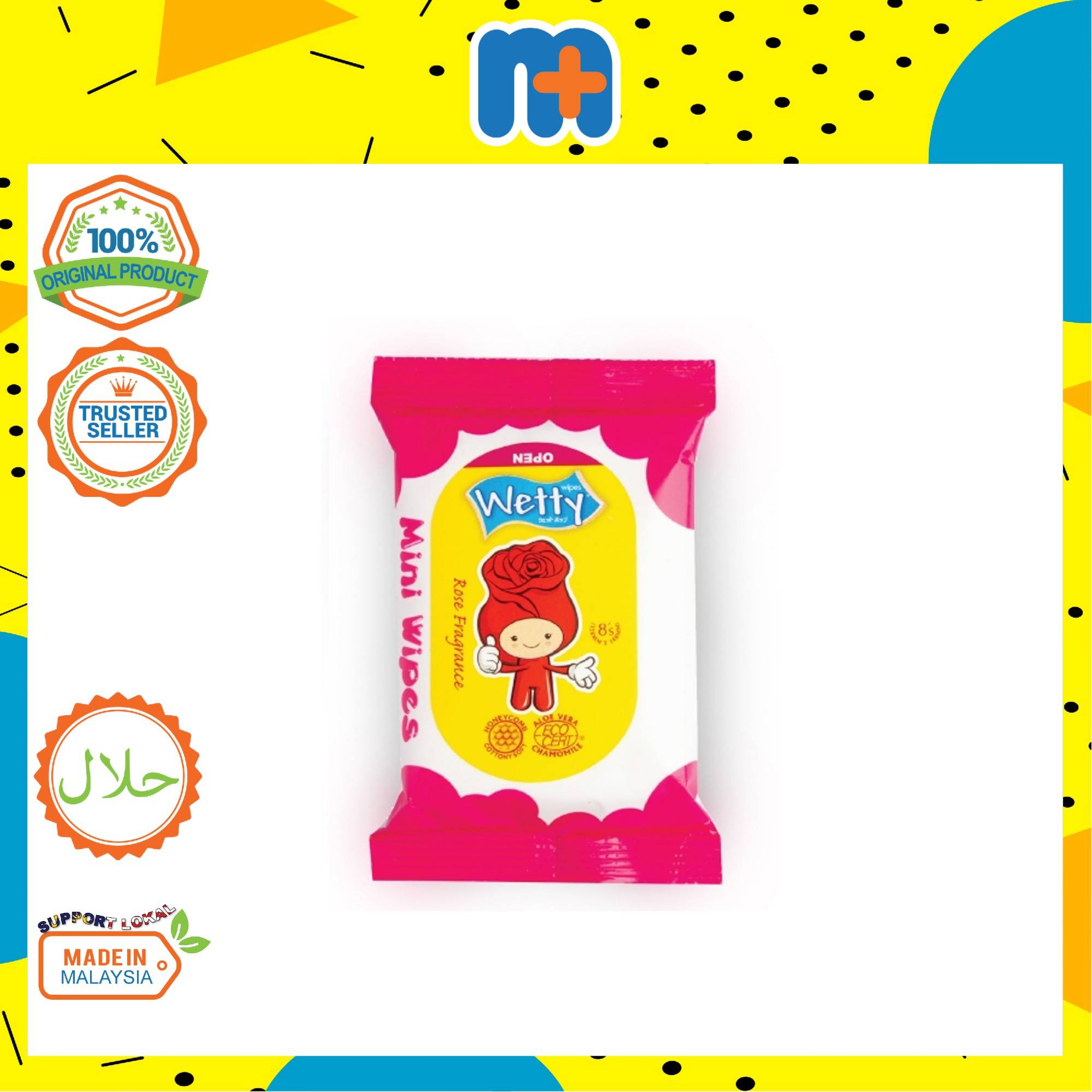 WETTY MINI WET WIPES (ROSE) 8S