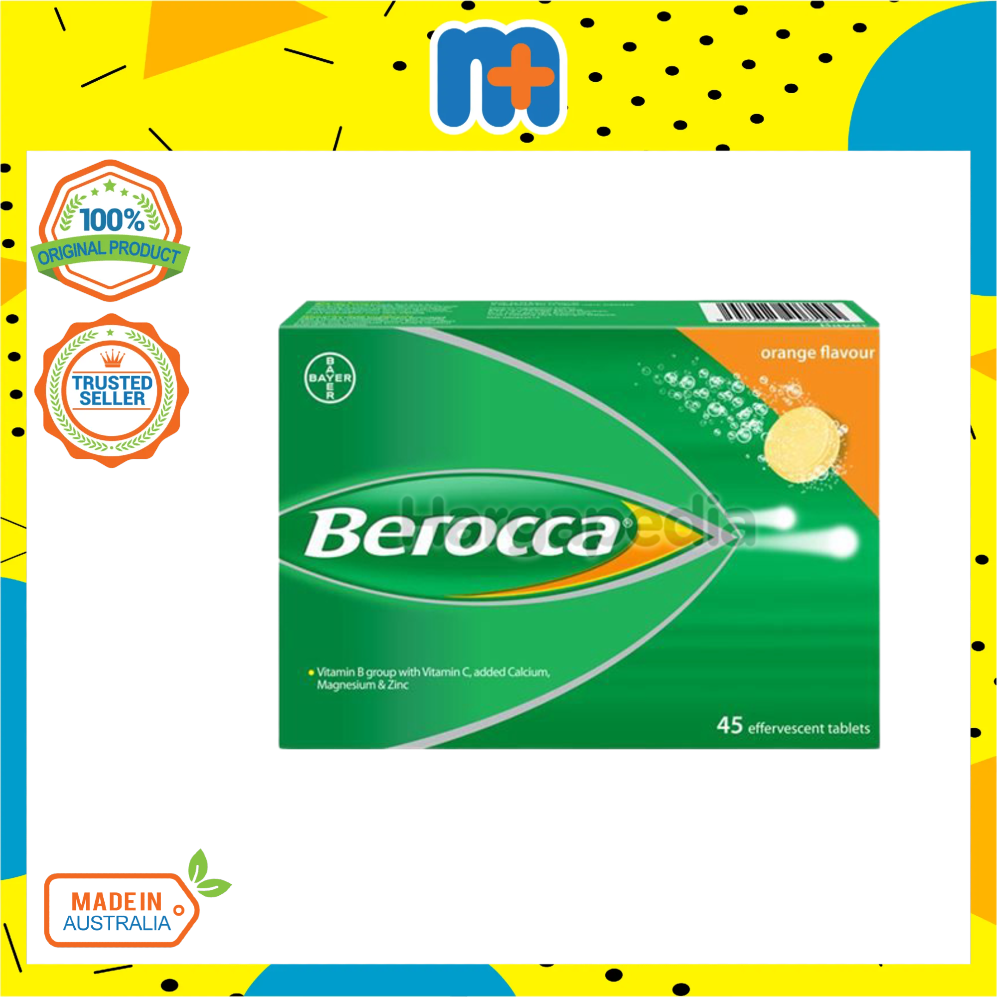 BEROCCA EFFERVESCENT TABLET - ORANGE 45S