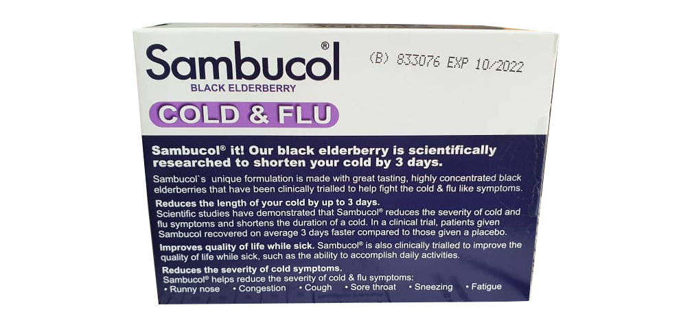[MPLUS] SAMBUCOL BLACK ELDERBERRY COLD & FLU RELIEF TABLET 24S