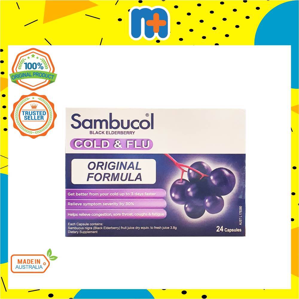 SAMBUCOL BLACK ELDERBERRY COLD & FLU RELIEF CAPSULES 24S