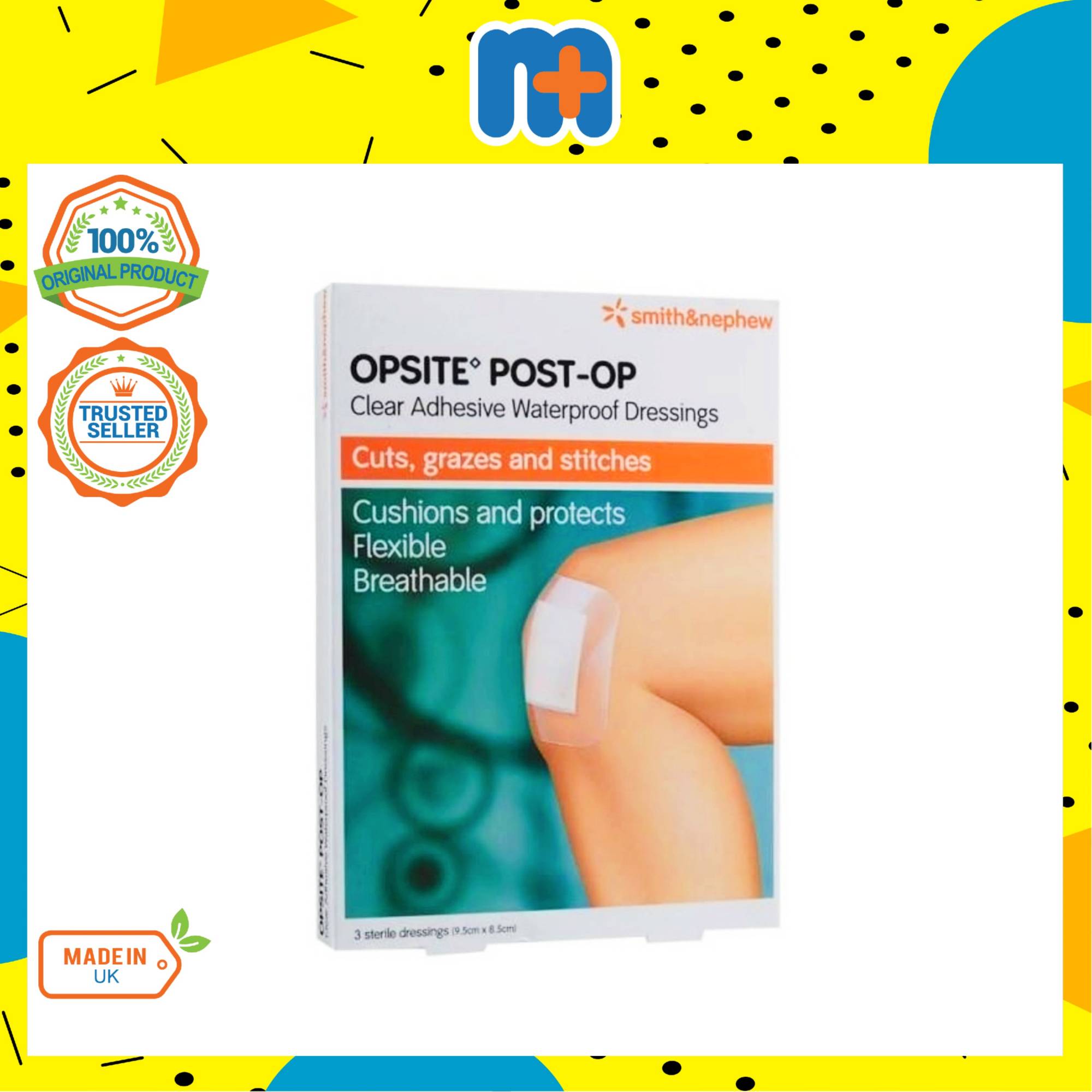 S&N OPSITE POST OP WATERPROOF DRESSINGS 8.5X9.5CM 3S