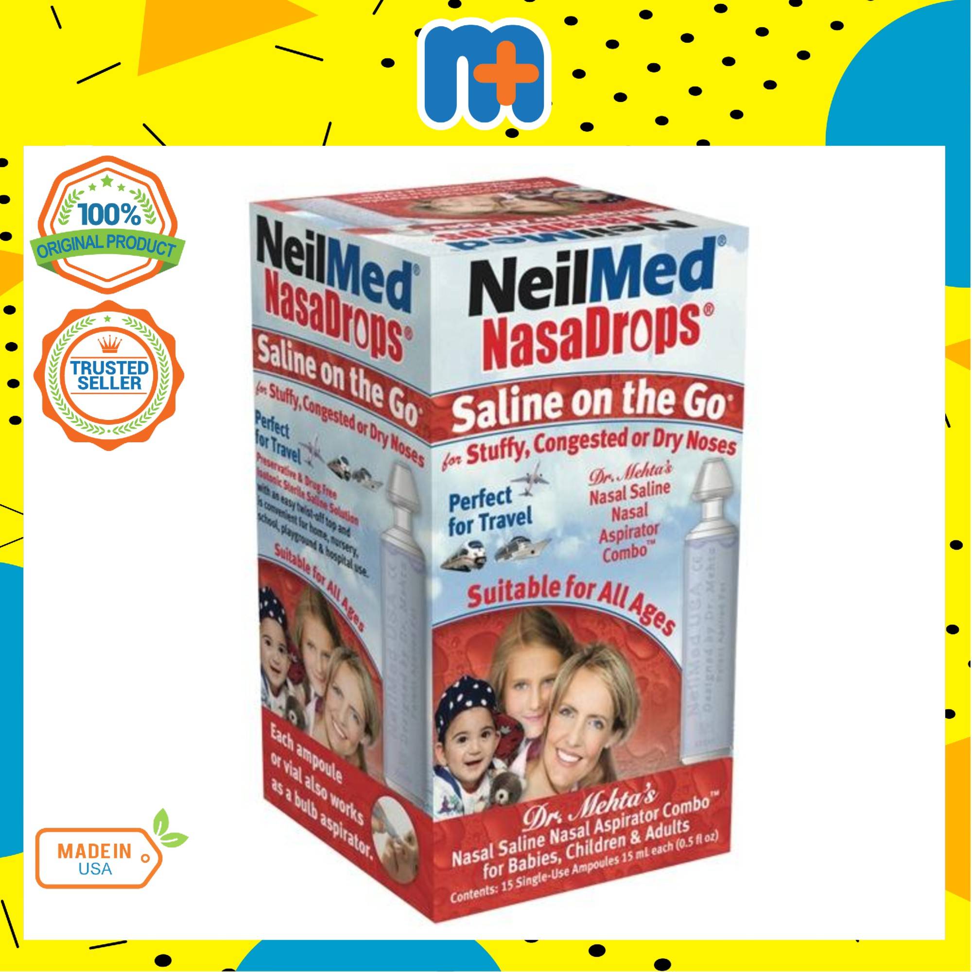 NEILMED NASADROPS SALINE ON THE GO 15 X 15ML