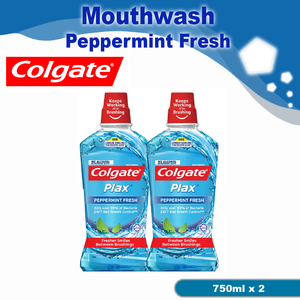 COLGATE PLAX PEPPERMINT 750MLX2