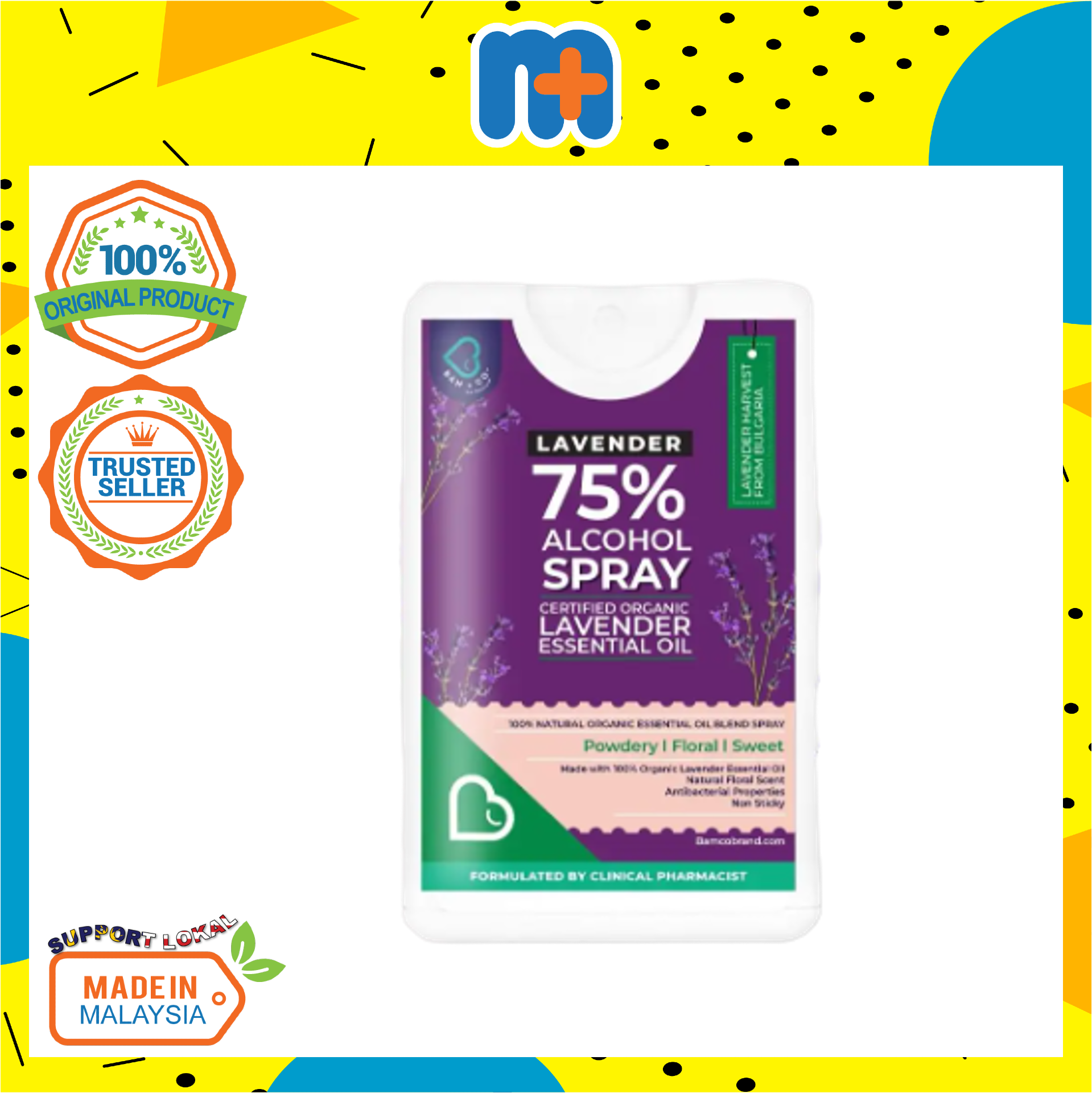 BAM & CO 75% ALCOHOL POCKET SPRAY 20ML - LAVENDER