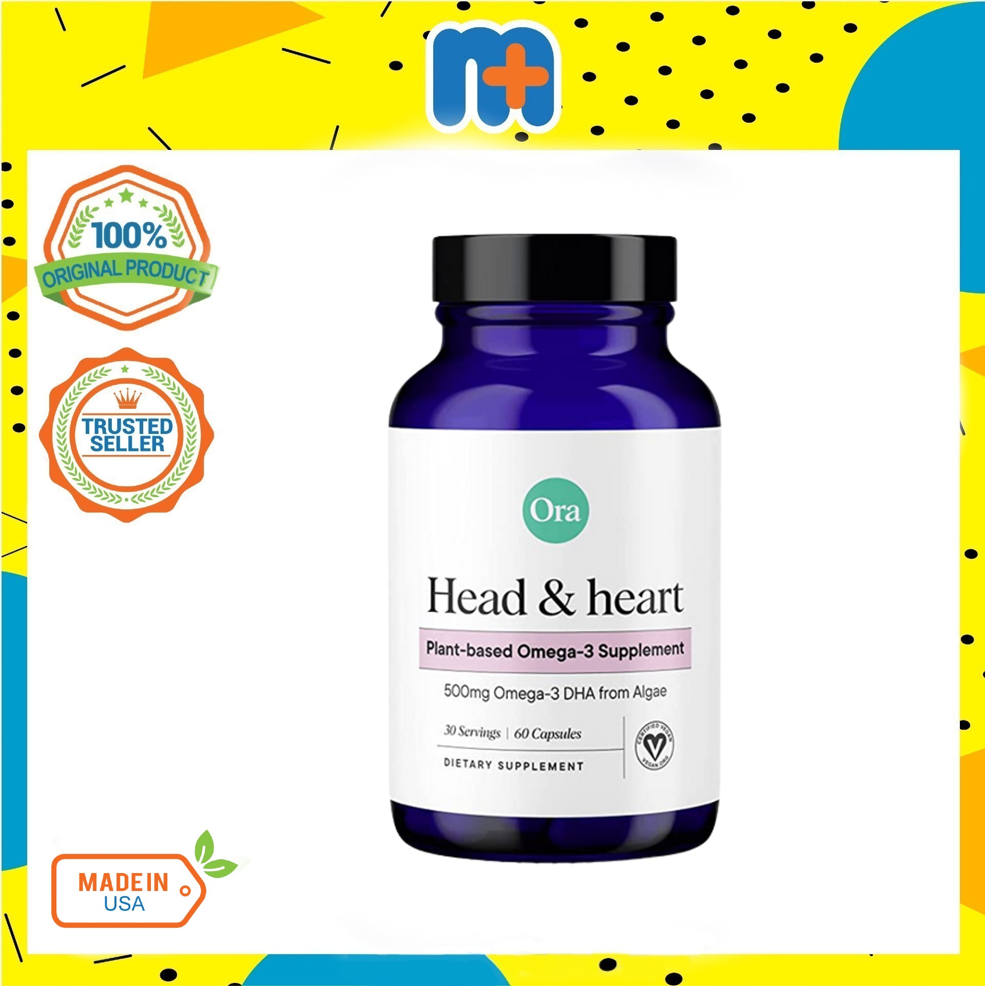 [MPLUS] ORA Head & Heart Plant-Based Omega-3 Supplement 500MG Capsules 60S